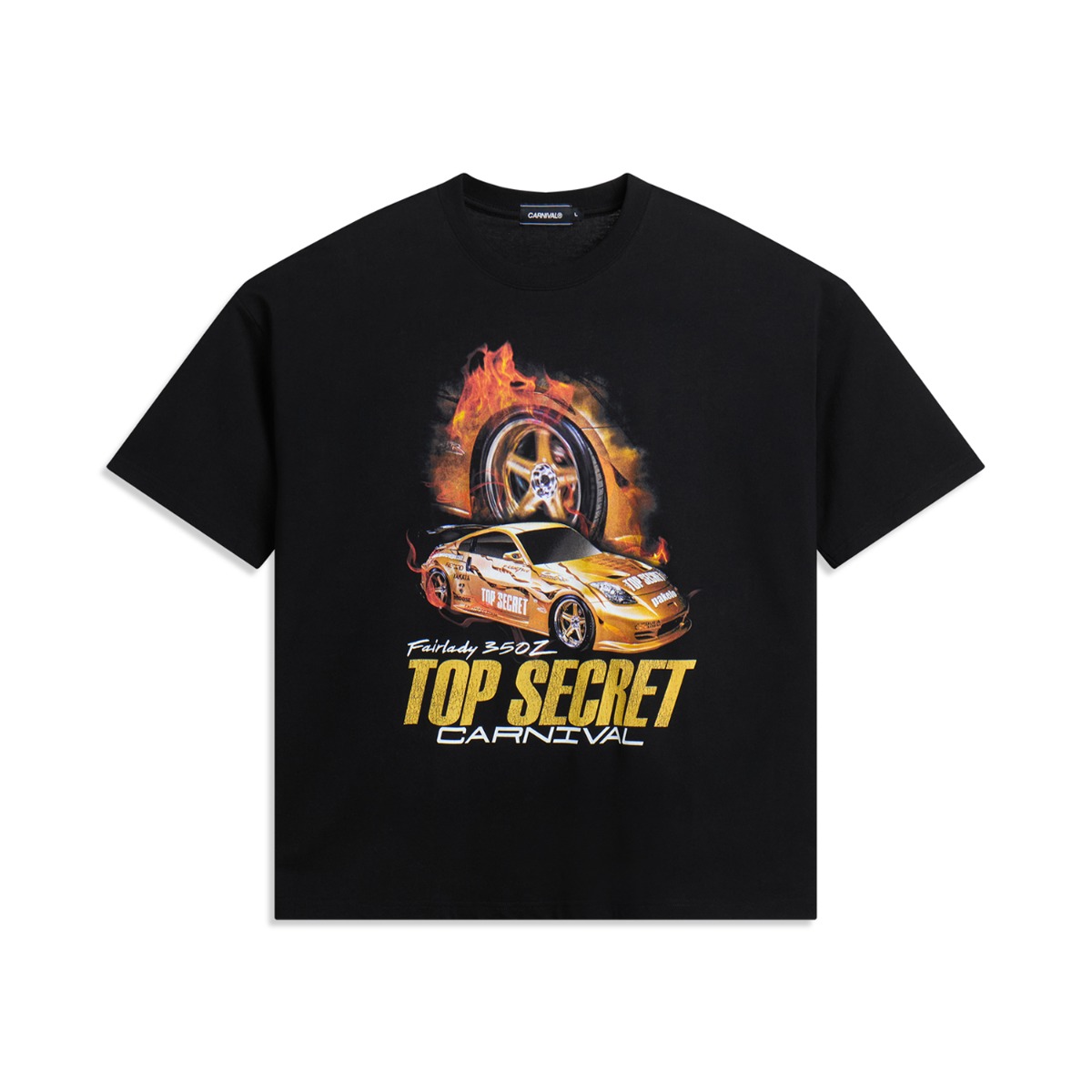 CARNIVAL X TOP SECRET BURNOUT OVS T-SHIRT BLACK