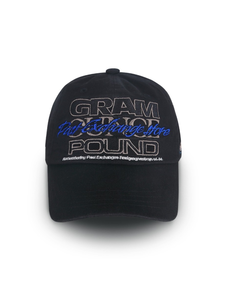 GRAM OUNCE POUND (GOP) Typo overlapped 6-panel cap BLK