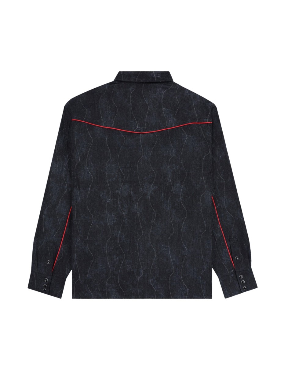 Pleasures ACID COWBOY DENIM SHIRT BLACK (P24W005)