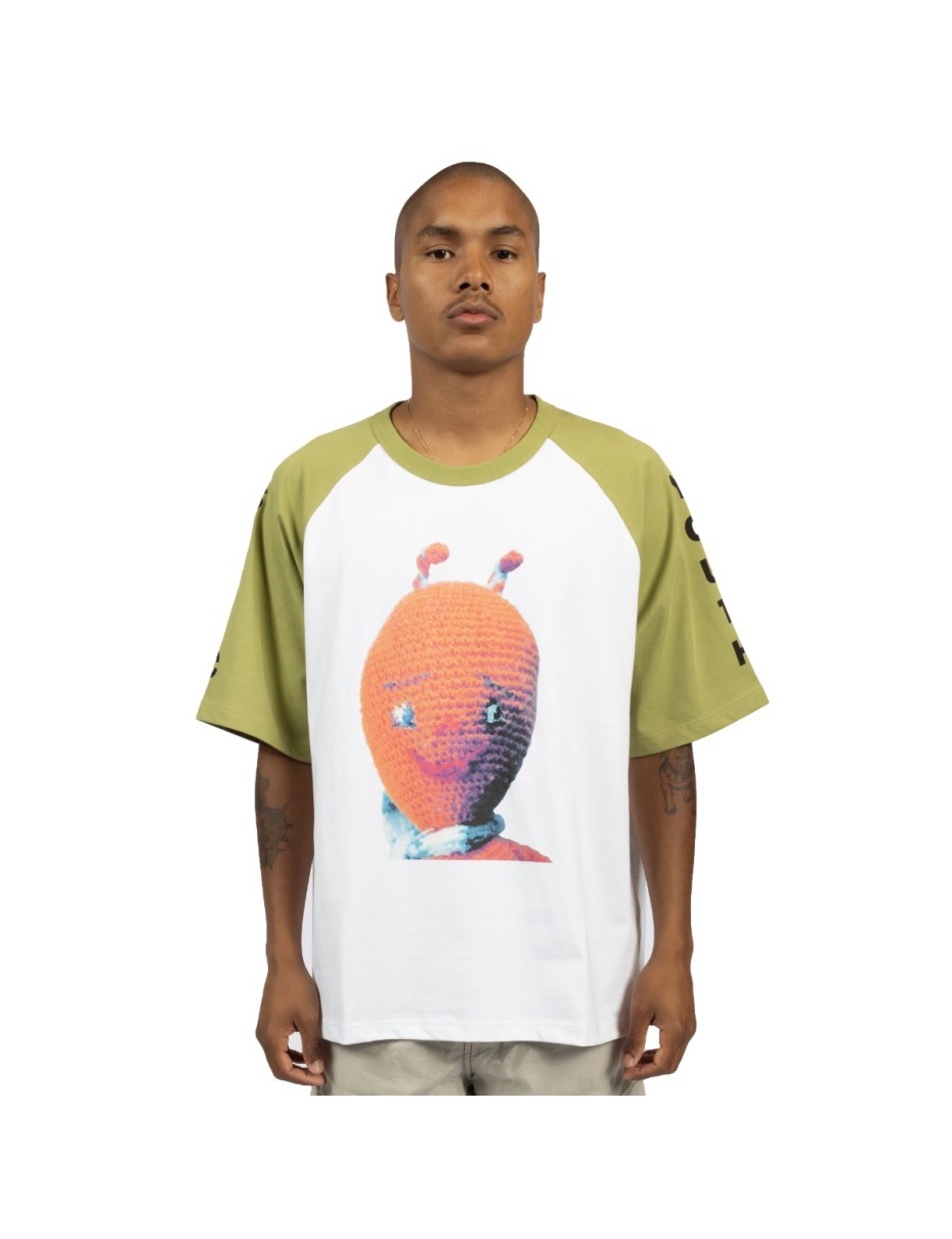 Pleasures WHITE ALIEN RAGLAN SHIRT WHITE (P23SY012)