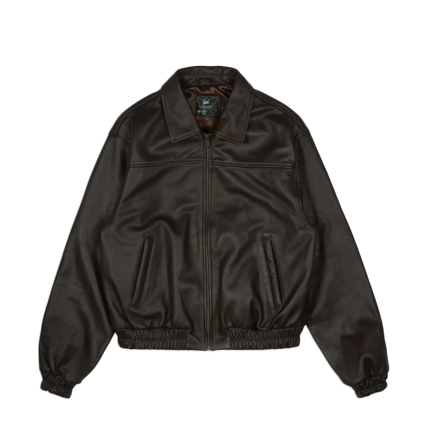 Patta Leather Bomber Jacket Coffee Bean