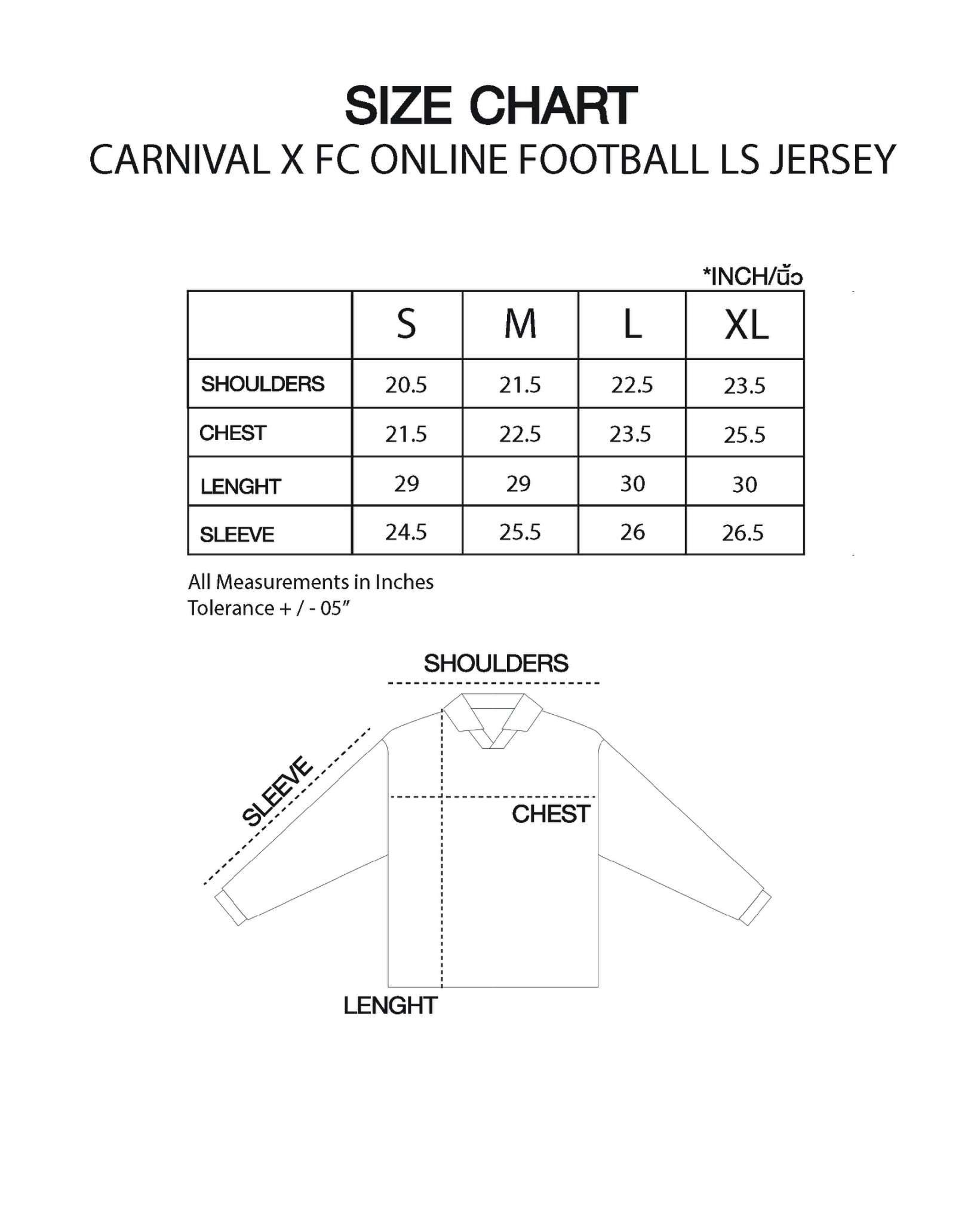 EA SPORTS™ FC ONLINE x CARNIVAL® |SIZE CHART