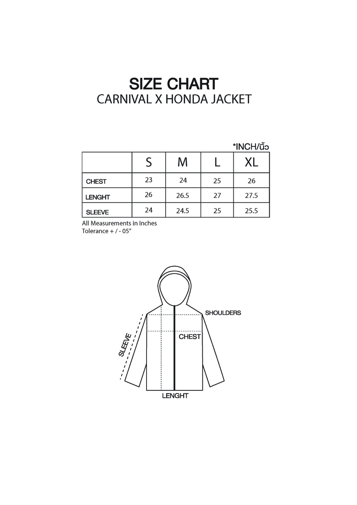 Honda Size Chart