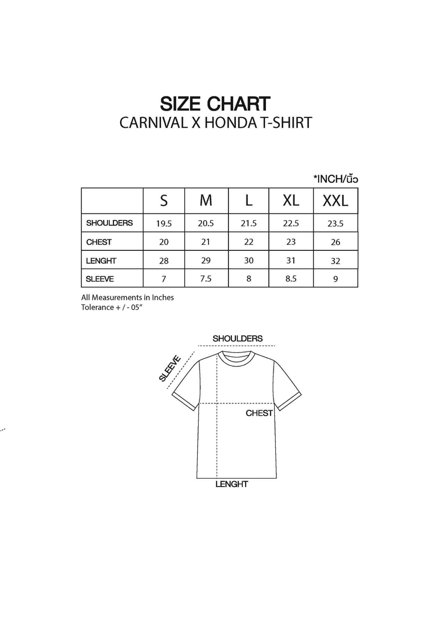 Honda Size Chart