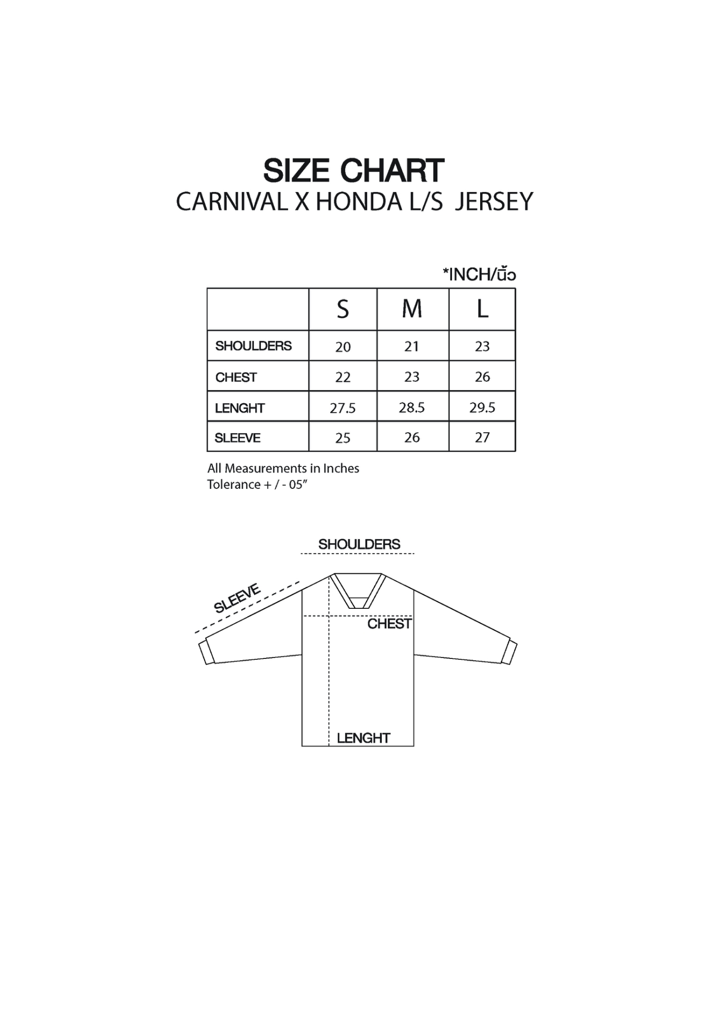 Honda Size Chart