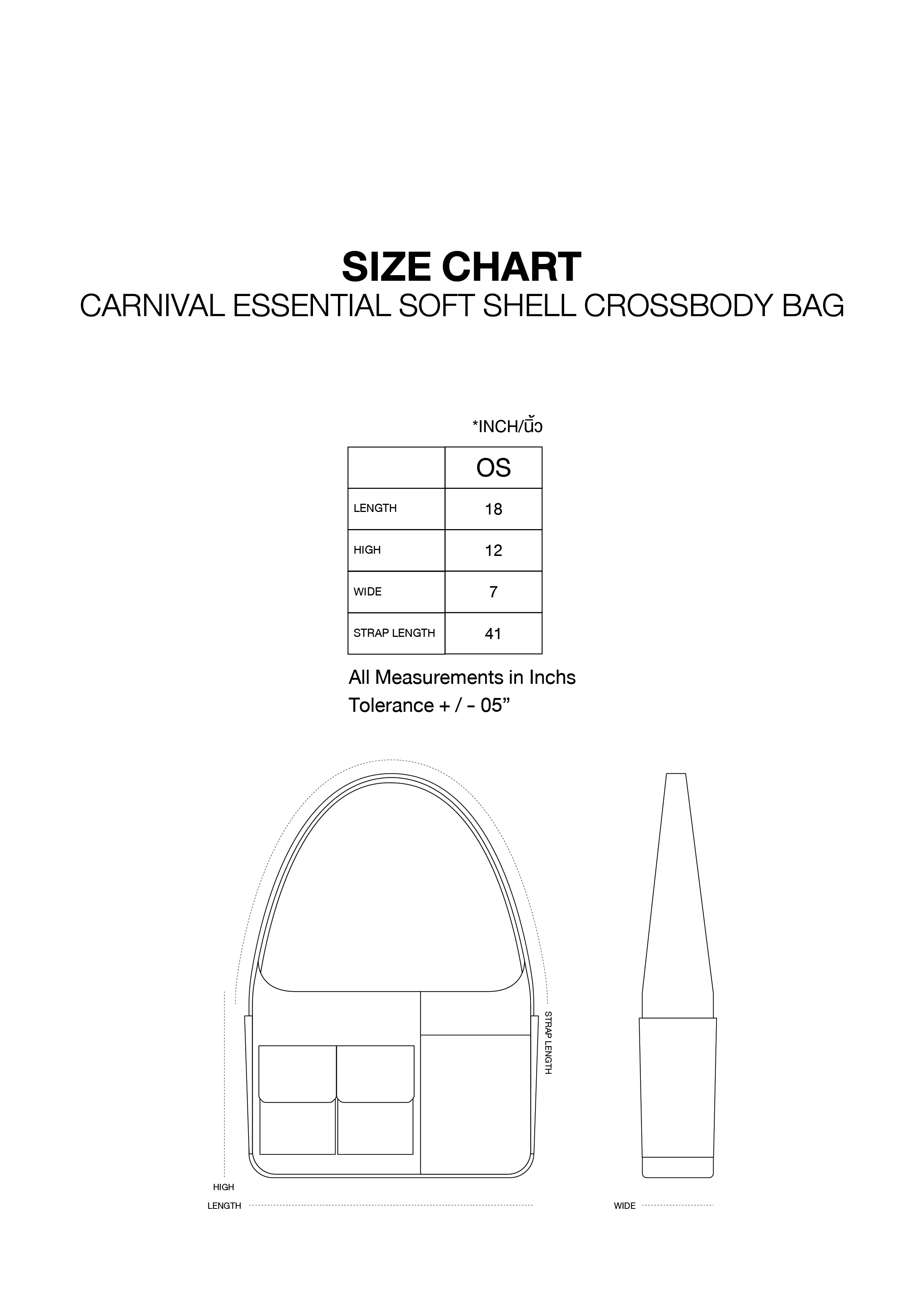 CARNIVAL® Soft Shell Crossbody Bag (2,390 THB) | Size Chart